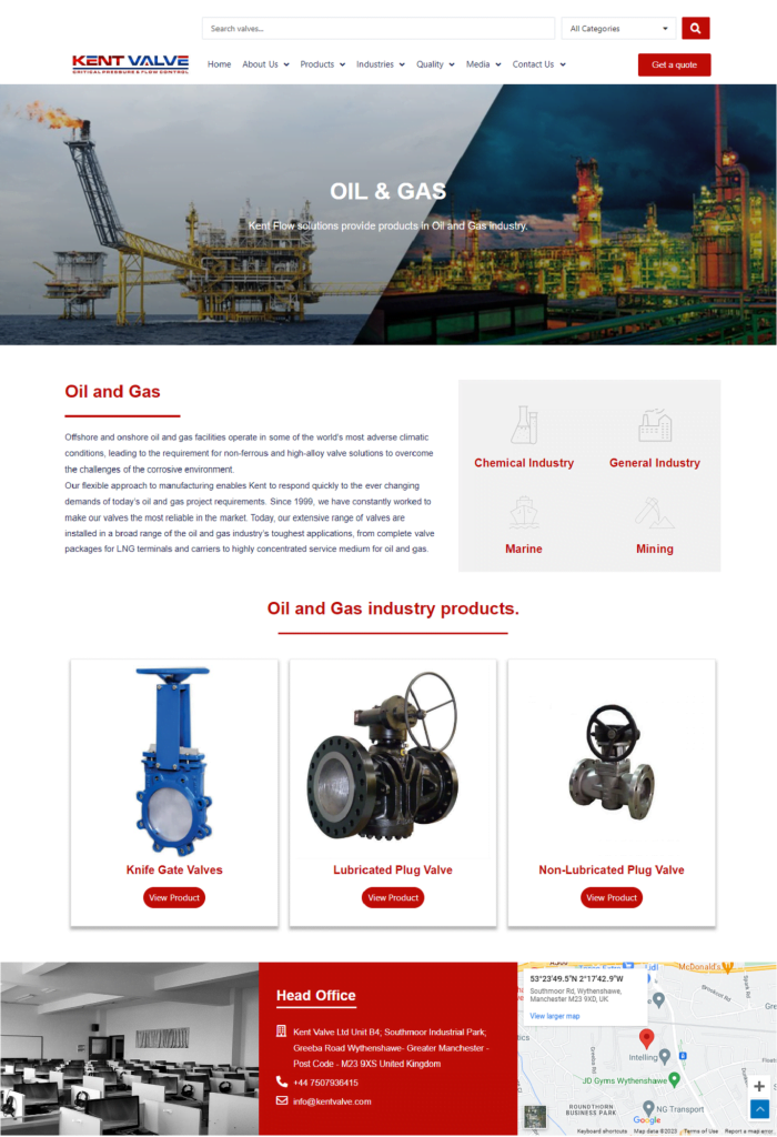 Kent Valve - Dynamic Catalog Website - WForWeb Portfolio